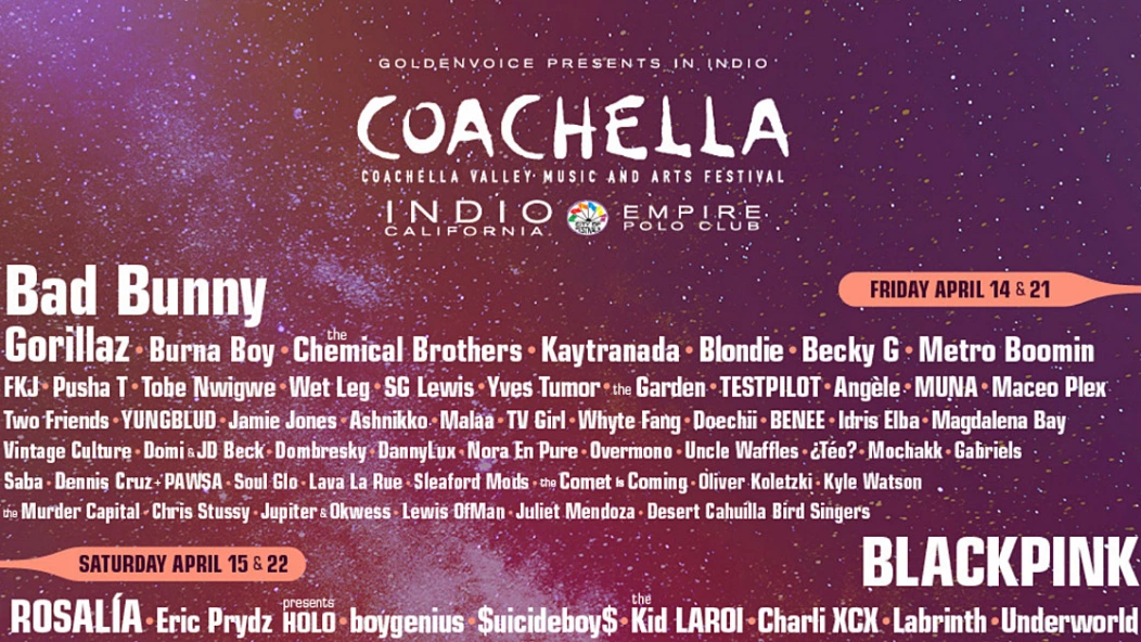 Frank Ocean, Bad Bunny, and BLACKPINK to headline Coachella 2023