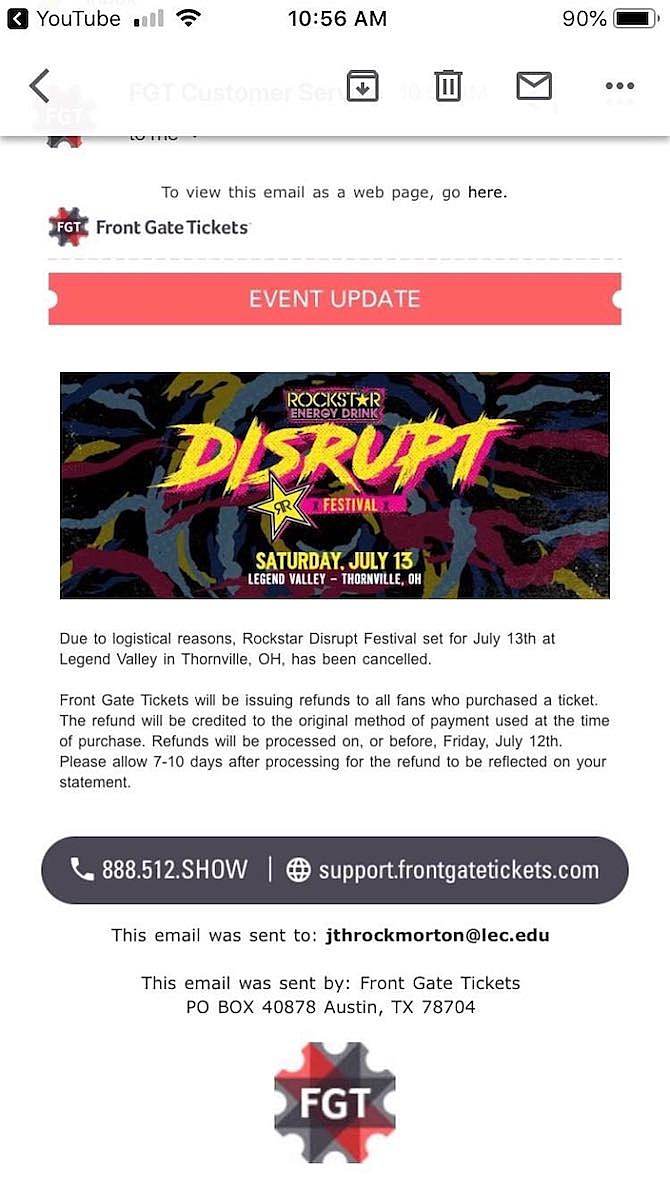 Rockstar Disrupt Festival cancels Columbus stop three days out